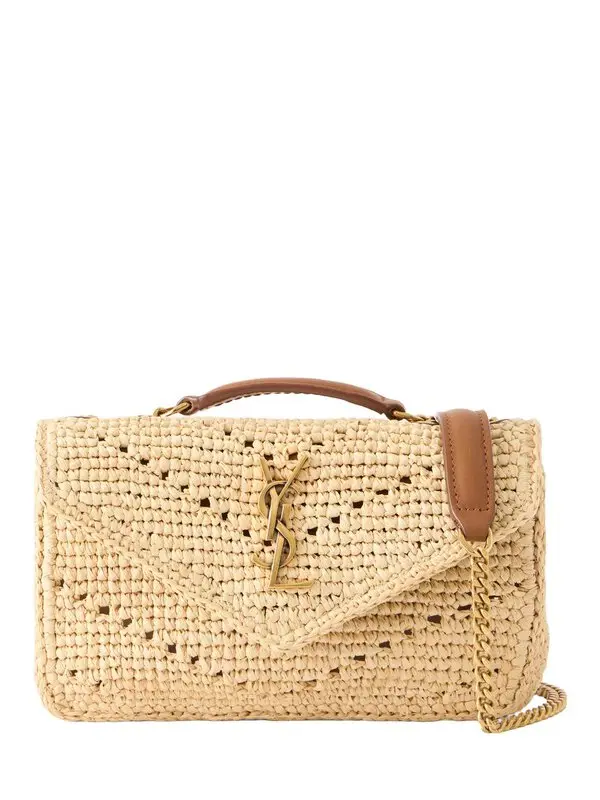 Saint Laurent Loulou Mini Raffia Shoulder Bag - Neutrals