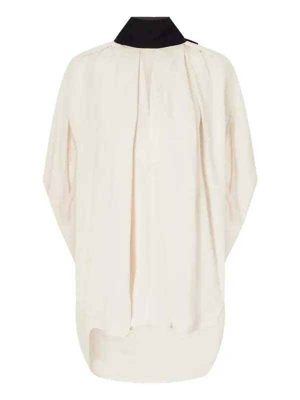 LANVIN Crepe Halterneck Blouse With Back Bow Detail - Neutrals