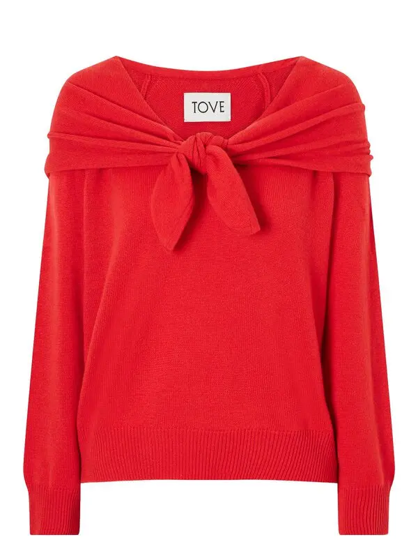 Tove Malia Knotted Cashmere Sweater - Red
