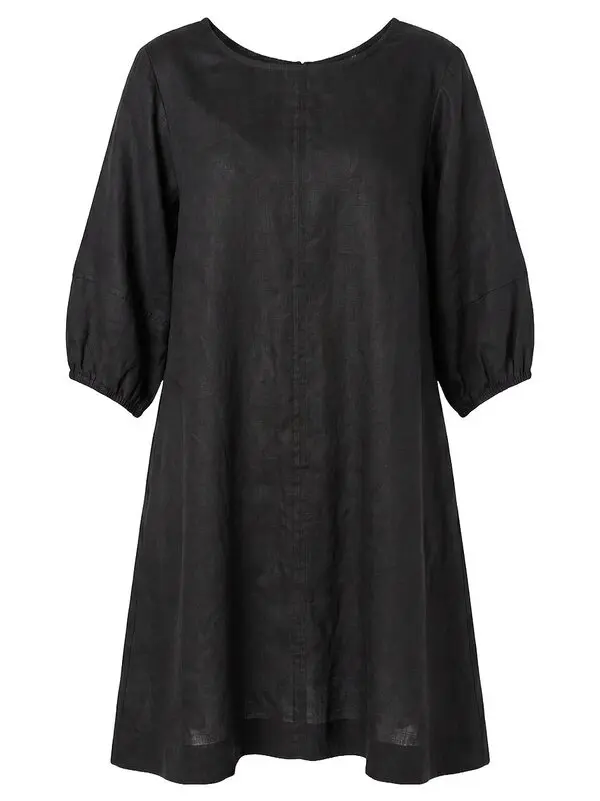 Adrift Clothing Hazel Short Linen Dress - Black