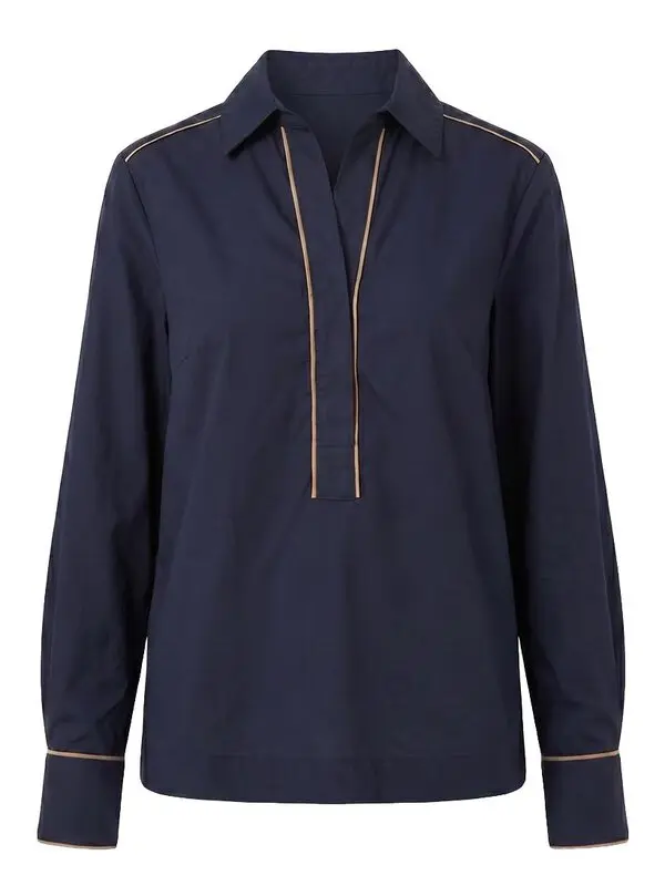 Adrift Clothing Ella Collared Top - Blue