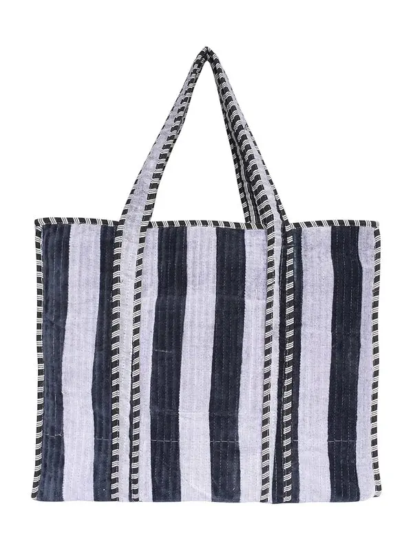 CYC Striped Velvet Tote - Black