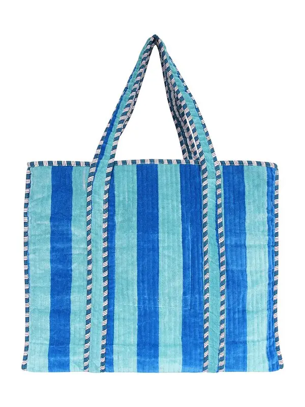 CYC Striped Velvet Tote - Blue