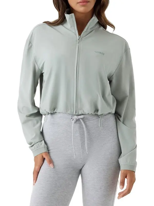 Guess Selene Zip Front Jacket With Drawstring Hem - Open Green
