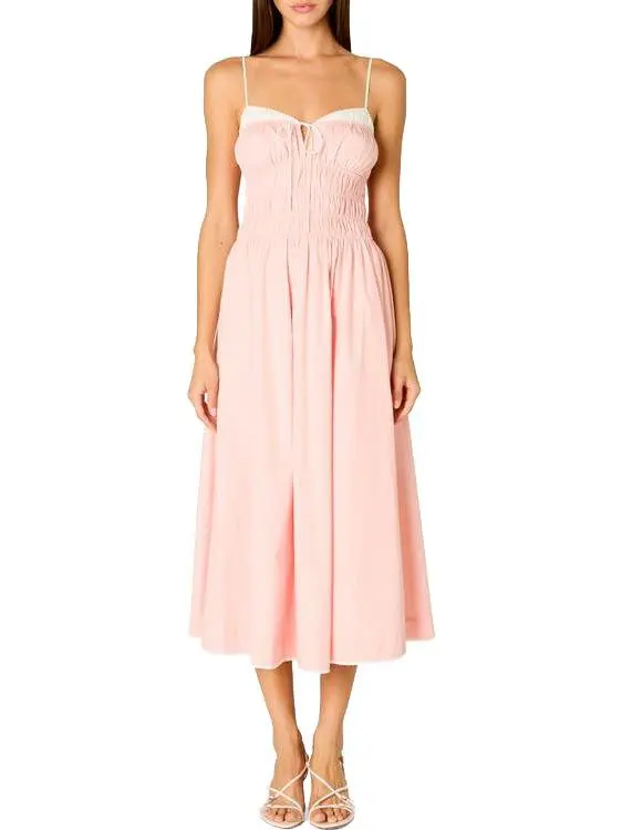 NIA Thomas Smocked Sleeveless Midi Dress - Blush
