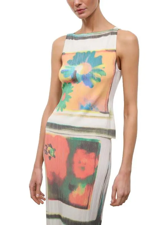 Staud Bryn Floral Print Ribbed Tank - Superbloom