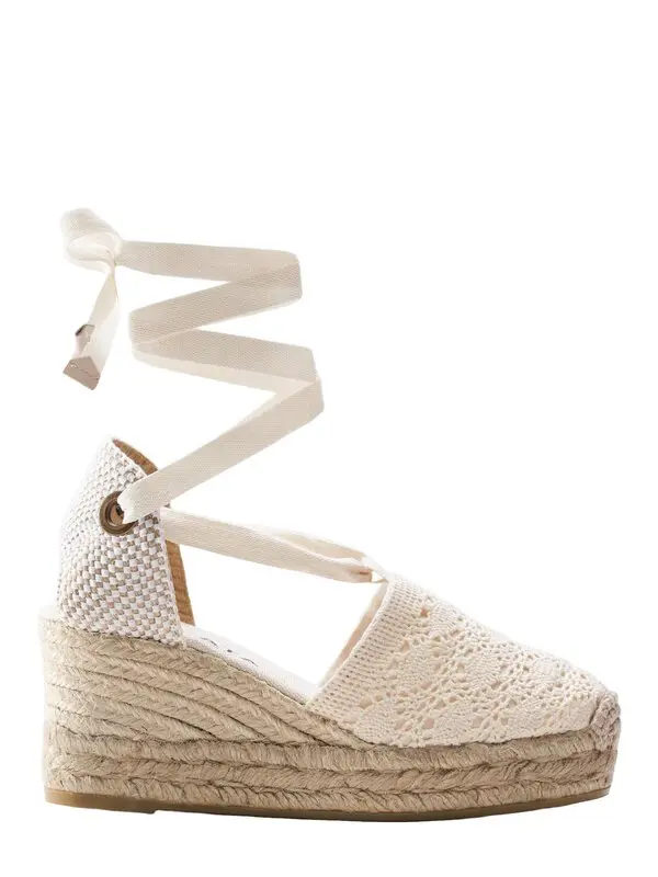 VISCATA Bisbe Archive Crochet Espadrille Platforms - Ivory