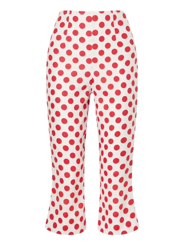 Faithfull The Brand Valeria Capri Polka Dot Linen Pants - Red