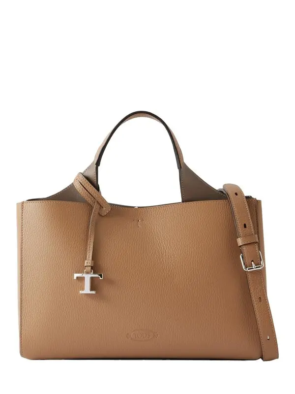 TOD'S Mini Textured-leather Tote - Brown