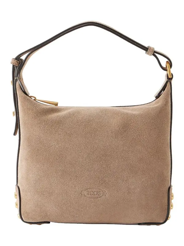 TOD'S Sacca Mini Suede Shoulder Bag - Brown