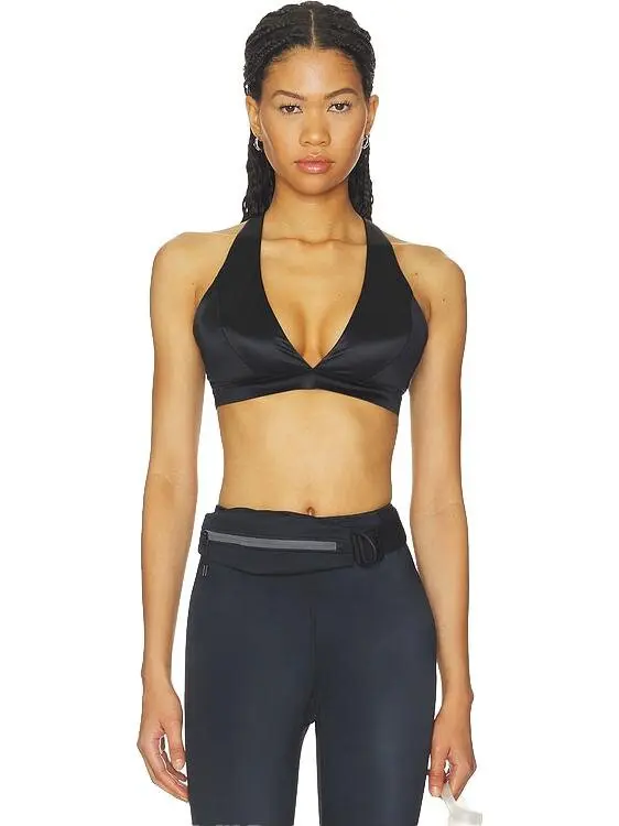 NIKESKIMS Shine Halter Neck Bra In Black - Obsidian