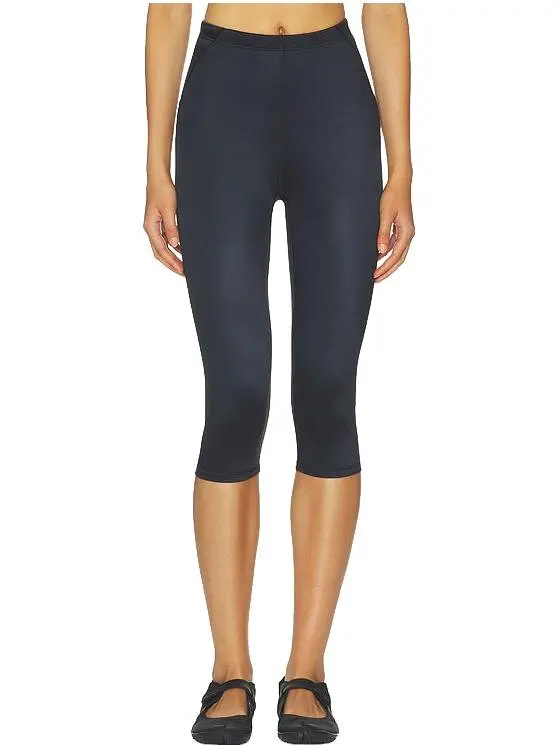 NIKESKIMS Shine Drawcord 17 Inch Crop Leggings - Obsidian
