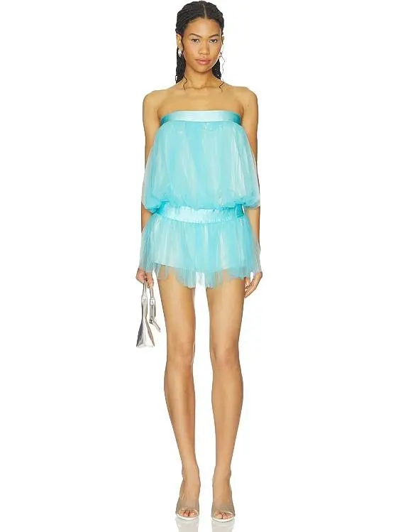 NIIHAI Tulle Overlay Strapless Dress - Ice