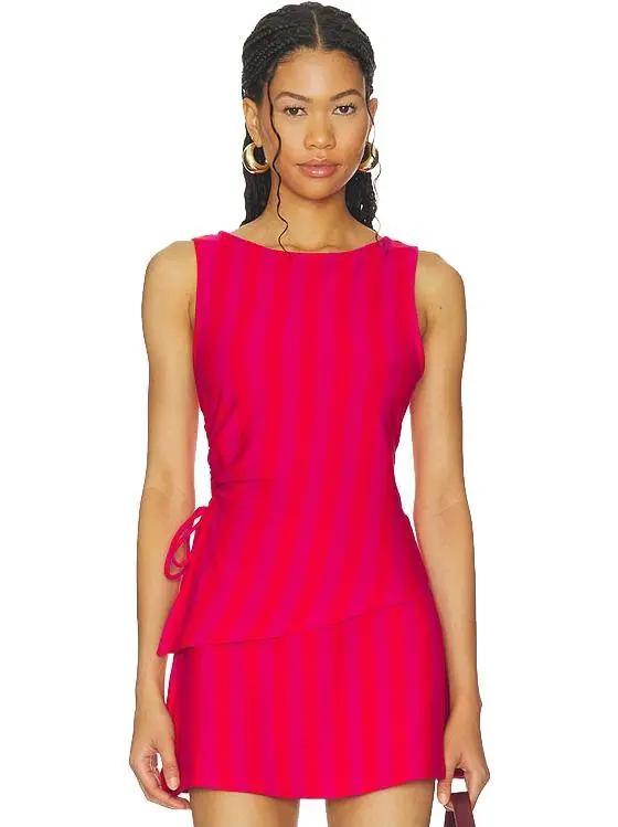 LISA SAYS GAH Erin Tank - Raspberry Stripe