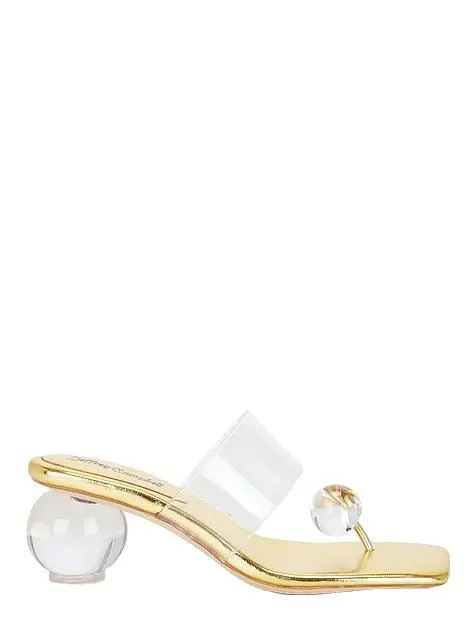 Jeffrey Campbell Latus Metallic Sandal With Lucite Heel - Gold
