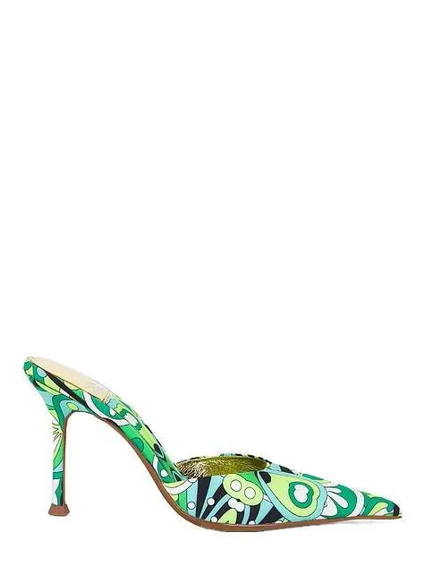 Jeffrey Campbell Robyn Mule Pump Stiletto Heel, Pointed Toe - Green Multi