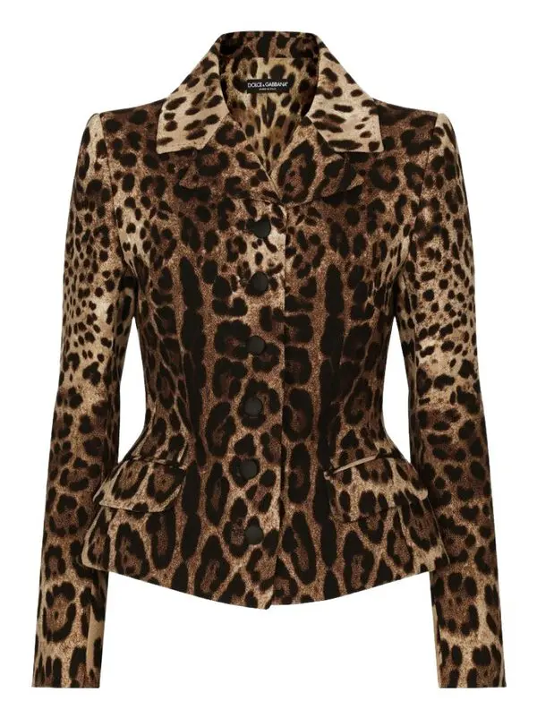 Dolce & Gabbana Leopard Print Single-breasted Jacket - Black