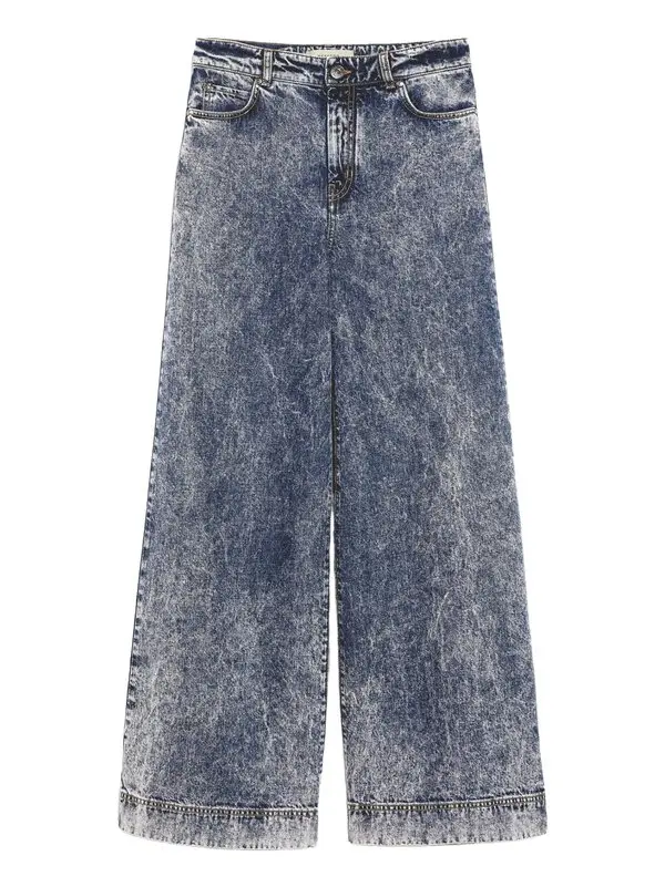 Max Mara Cotton Denim Wide Jeans - Medium Grey