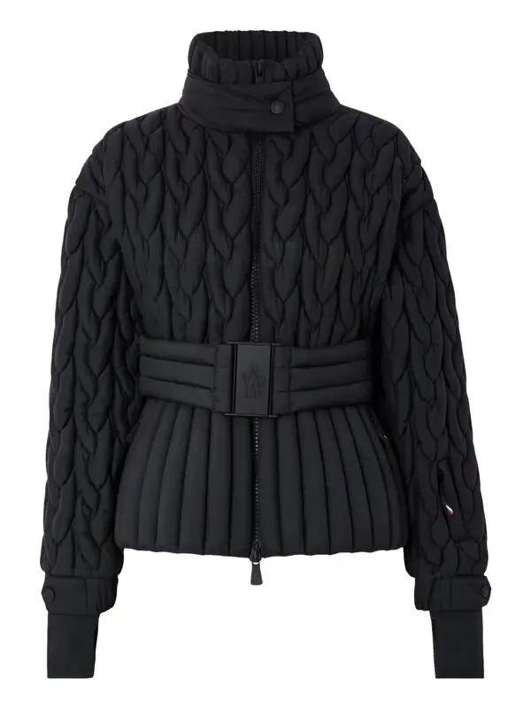 Moncler Quilted Down Jacket With Belt - Black