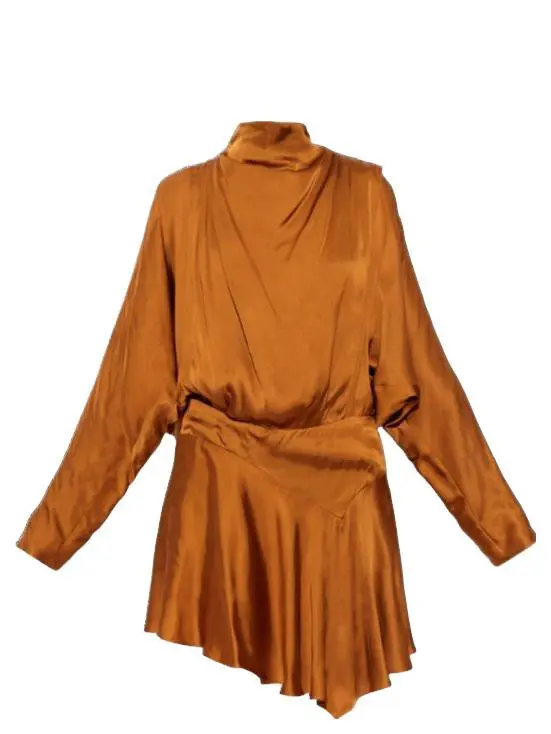 Isabel Marant Étoile Long Sleeve Asymmetrical Hem Dress - Brown