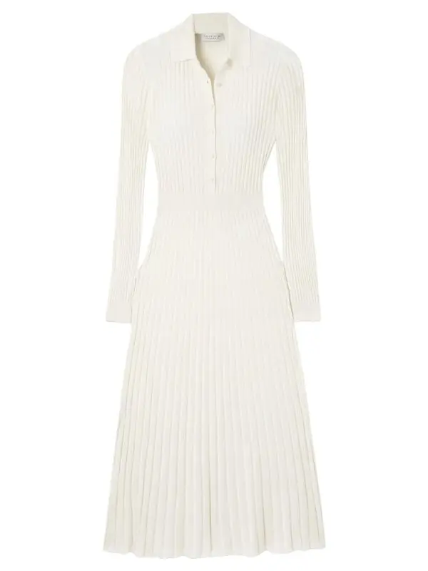 Gabriela Hearst Long-sleeved Collared Dress - Ivory