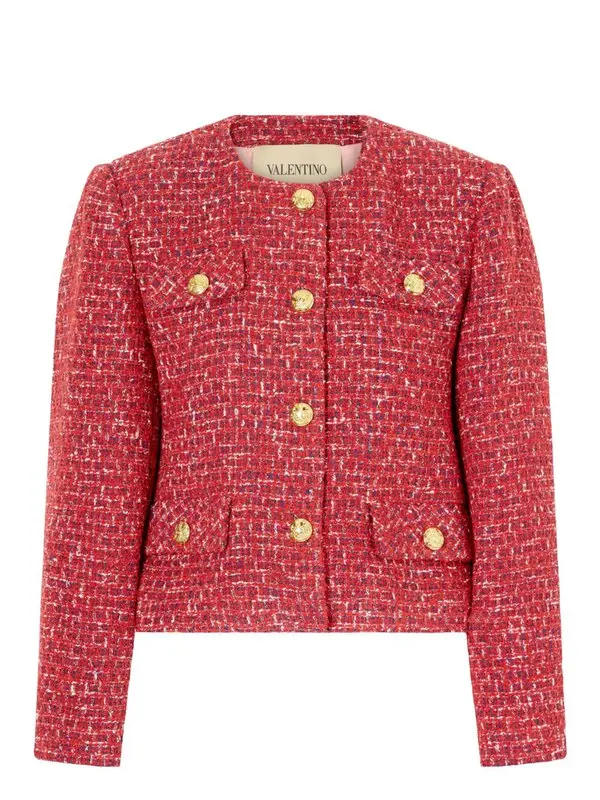 Valentino Garavani Textured Long Sleeve Jacket - Red