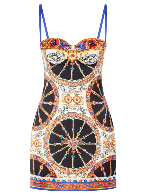 Dolce & Gabbana Printed Off-shoulder Dress With 3d Cups - Multicolor