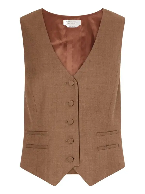 Gabriela Hearst Sleeveless V-neck Vest - Brown