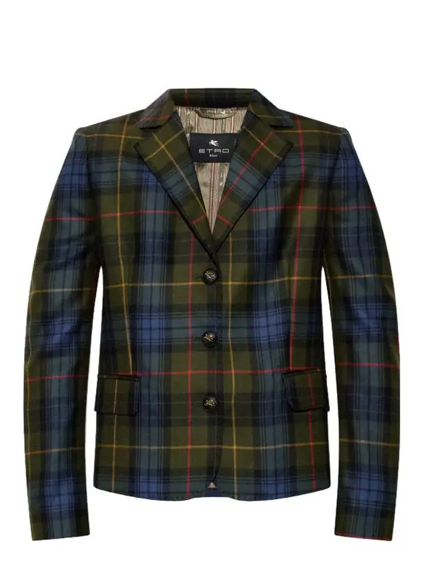 Etro Checked Single-breasted Blazer - Black
