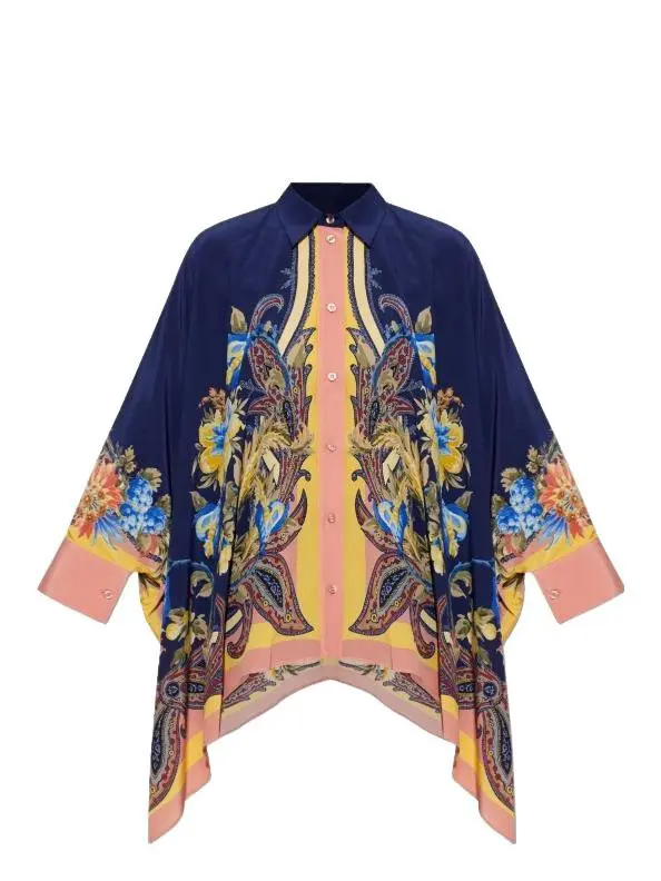 Etro Asymmetrical Printed Long Sleeve Shirt - No