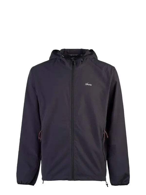 NANGA Hooded Casual Zip-up Jacket With Drawstring Hem And Logo Detail - Black