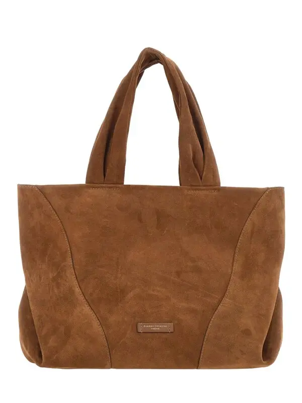 GIANNI CHIARINI Suria Suede Shoulder Bag - Cognac