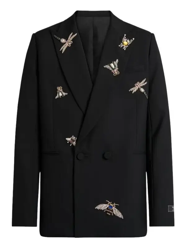 Balmain Embroidered Wool And Crystal Insect Jacket - Black