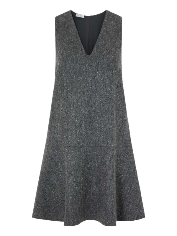Brunello Cucinelli Sleeveless V-neck Dress - Grey