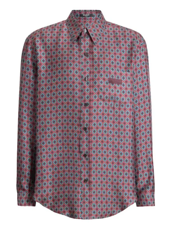 Balmain Printed Silk Shirt - Red