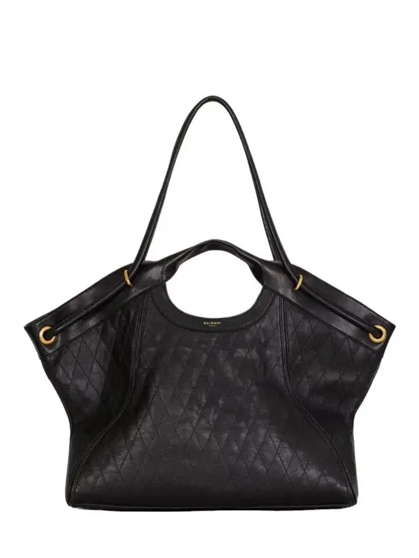 Balmain Large Leather Tote Bag - Black