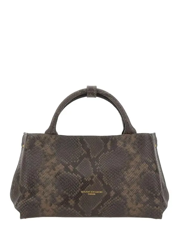 GIANNI CHIARINI Small Tote Bag With Python Effect - Black