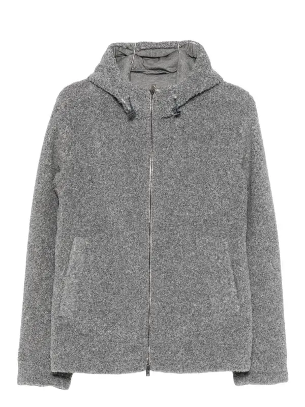 Herno Hooded Bouclé-effect Coat - Gray