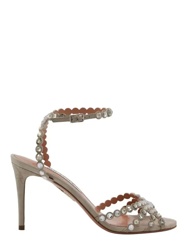 AQUAZZURA Tequila Ankle-strap Sandals With Crystal Embellishments - Nude