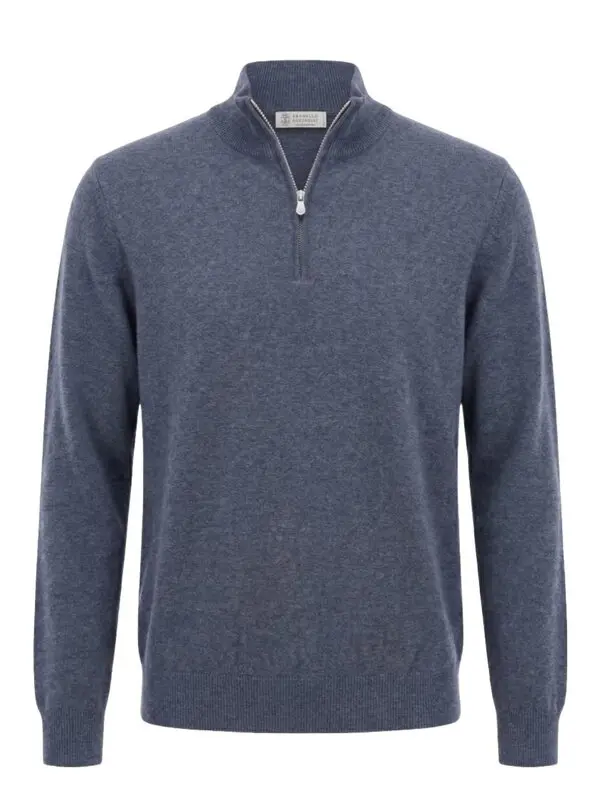 Brunello Cucinelli Half-zip Cashmere Sweater - Gray