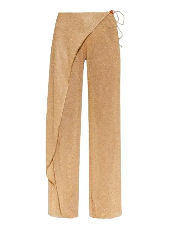 Oseree Wrap Lurex Beach Pants - Gold