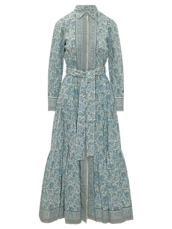 MC2 SAINT BARTH Batik-print Tiered Maxi Dress - Gray