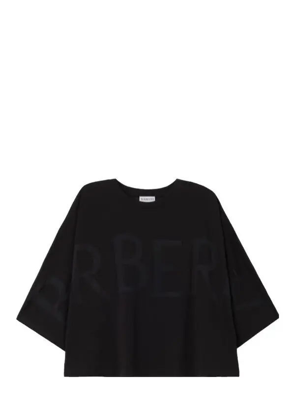 Burberry Logo Cotton Blend Cropped T-shirt - Black