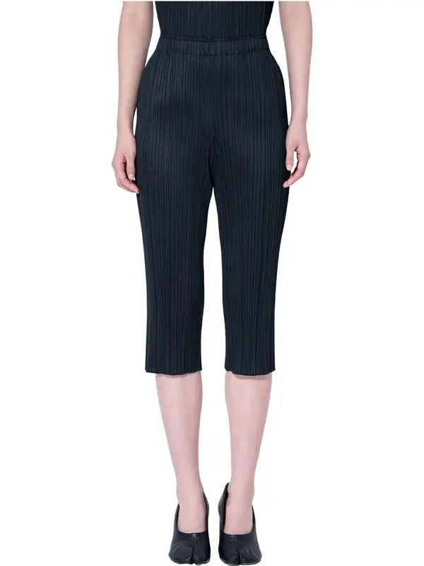 PLEATS PLEASE BY ISSEY MIYAKE Cropped Pleated Trousers - Black