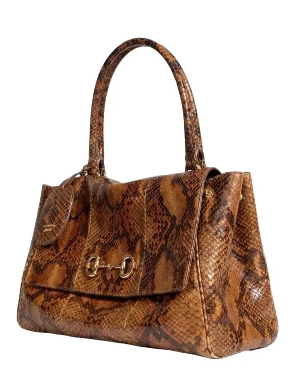 Gucci Paparazzo Python Medium Top Handle Bag - Brown