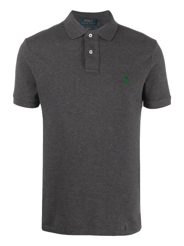 Polo Ralph Lauren Logo Embroidered Straight Hem Polo Shirt - Black