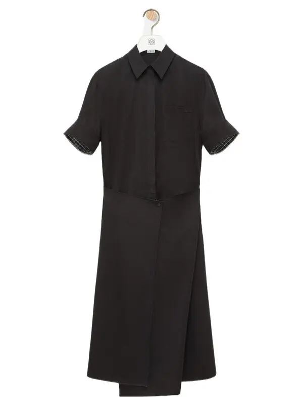 Loewe Check-panelled Shirt Dress - Black