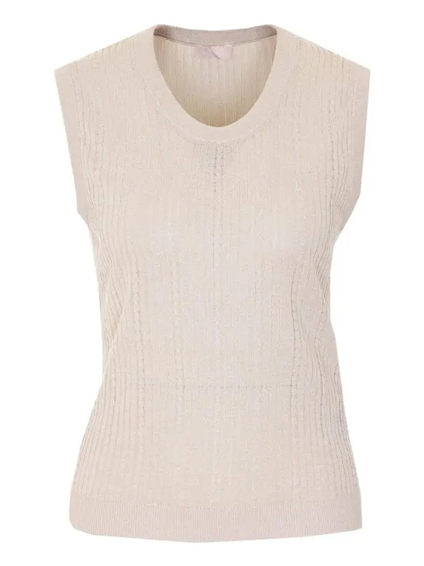 Liu Jo Ribbed Lurex Knit Tank Top - Nude