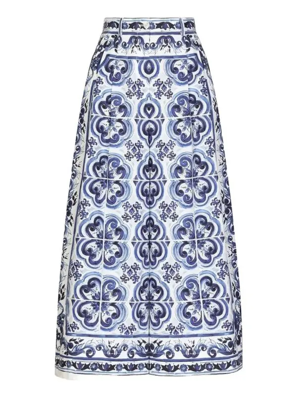 Dolce & Gabbana Majolica Print Cropped Culottes - Blue