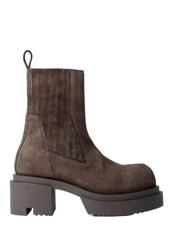 Rick Owens Round Toe Elasticated Block Heel Boots - Brown